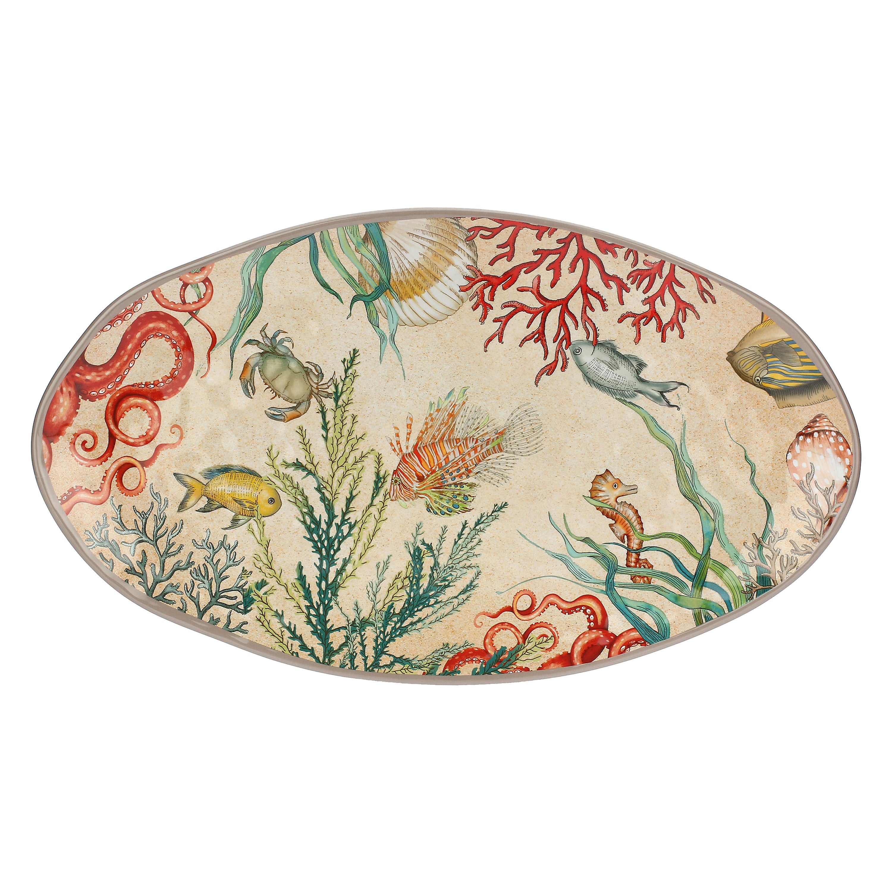 Oval Tray, Sea Life - Melamine, 52x30 cm – Thun Casa